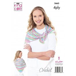 King Cole Summer 4 Ply Hat Scarf and Triangular Wrap Pattern 5663 Buy ...