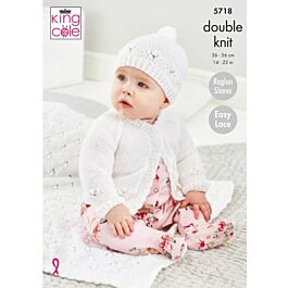 King Cole Baby Glitz DK Baby Cardigan Hat Blanket Pattern 5718 Birth ...