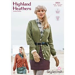 Stylecraft Highland Heathers DK Ladies Cardig Sh Long Pattern Download ...