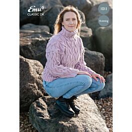 Emu Classic DK Ladies Cable Roll Neck Sweater 1011 Knitting Pattern ...