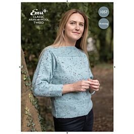Emu Classic Aran With Wool Tweed Ladies Slash Neck Jumper 1057 Knitting ...